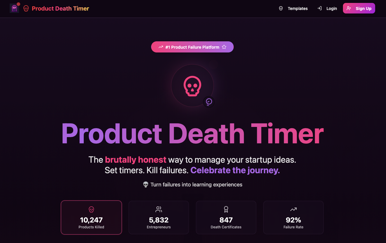 Product Death Timer - Track & Celebrate Failed Products